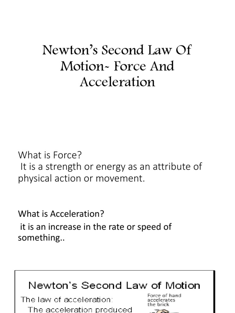Newton's Second Law of Motion - Force and Acceleration | PDF | Weight ...