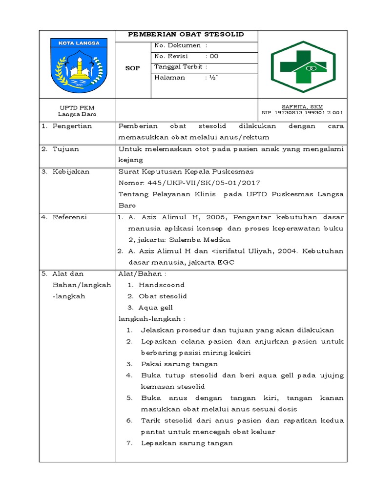 Pemberian Obat Stesolid | PDF