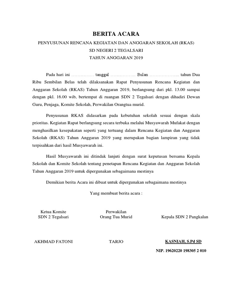 Berita Acara & Daftar Hadir Rkas | PDF