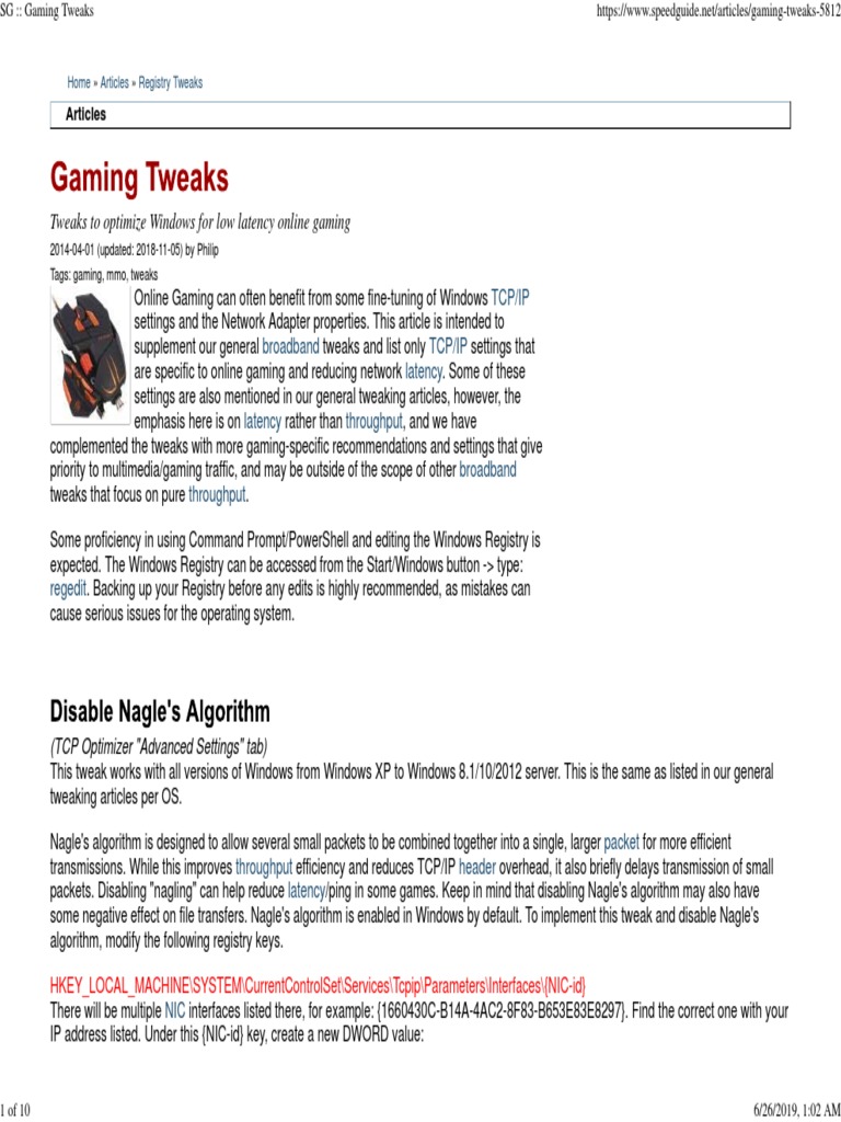 SG - Gaming Tweaks | PDF | Network Congestion | Transmission Control ...