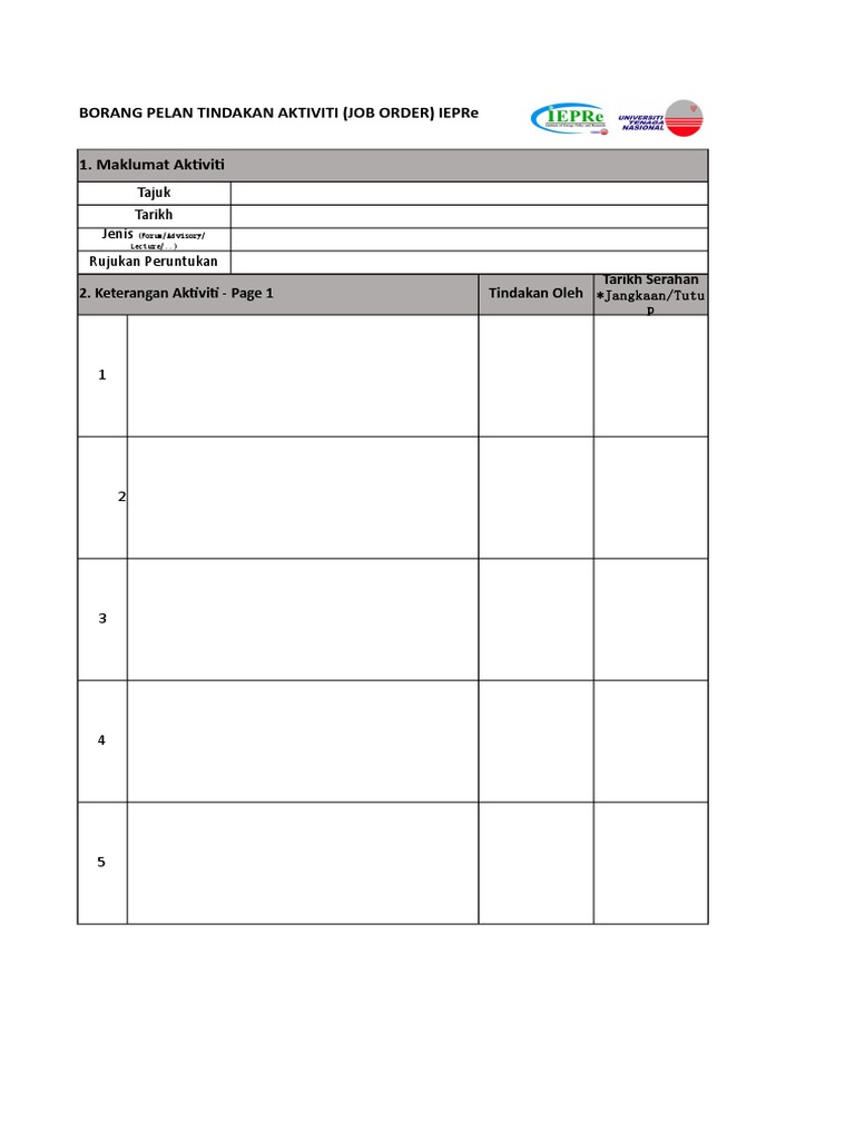 Borang Job Order | PDF