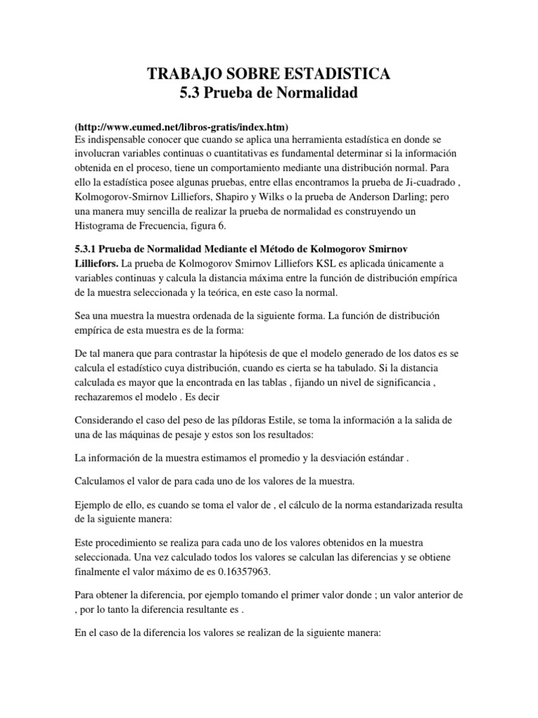 Prueba de Normalidad | PDF | Muestreo (Estadísticas) | Prueba de ...