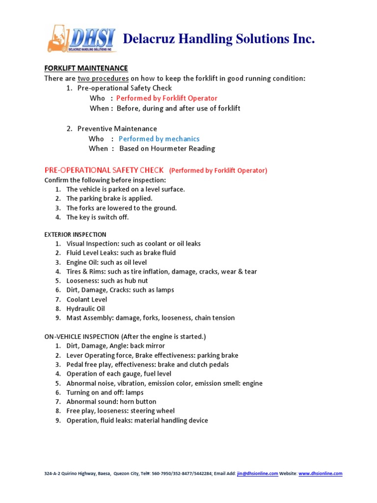 Pre-Operational Check | PDF