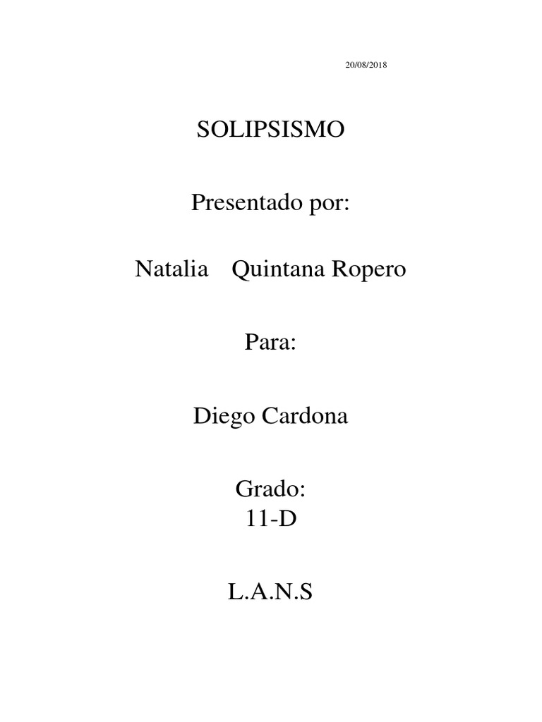 Un análisis del solipsismo y sus implicaciones filosóficas | PDF ...