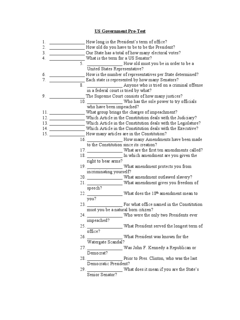 US Government PreTest | PDF | U.S. State | United States House Of ...