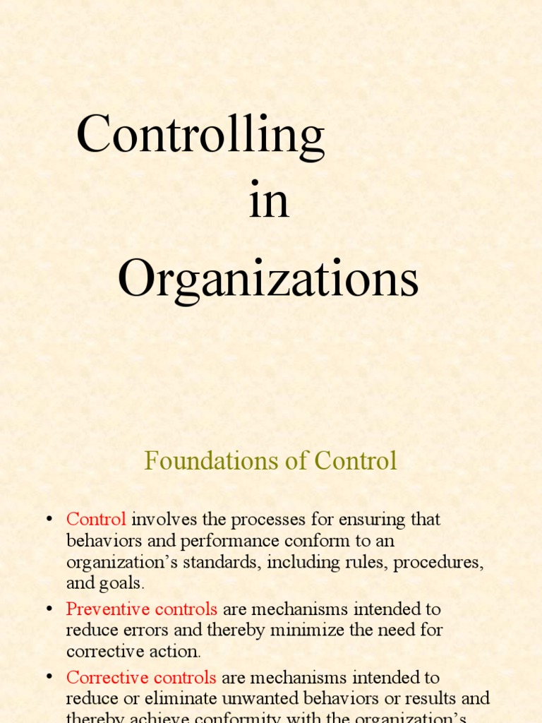 Controlling in Organizations | PDF | Goal | Corporate Governance