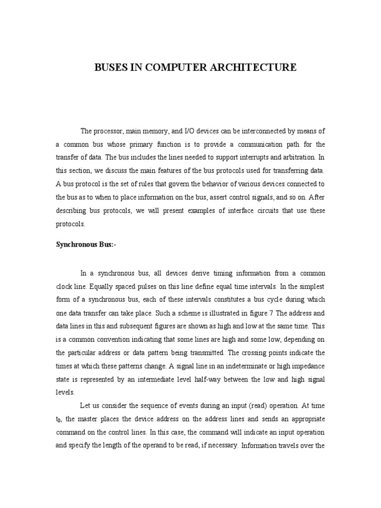 Buses in Computer Architecture PDF | PDF | Input/Output | Computer Data