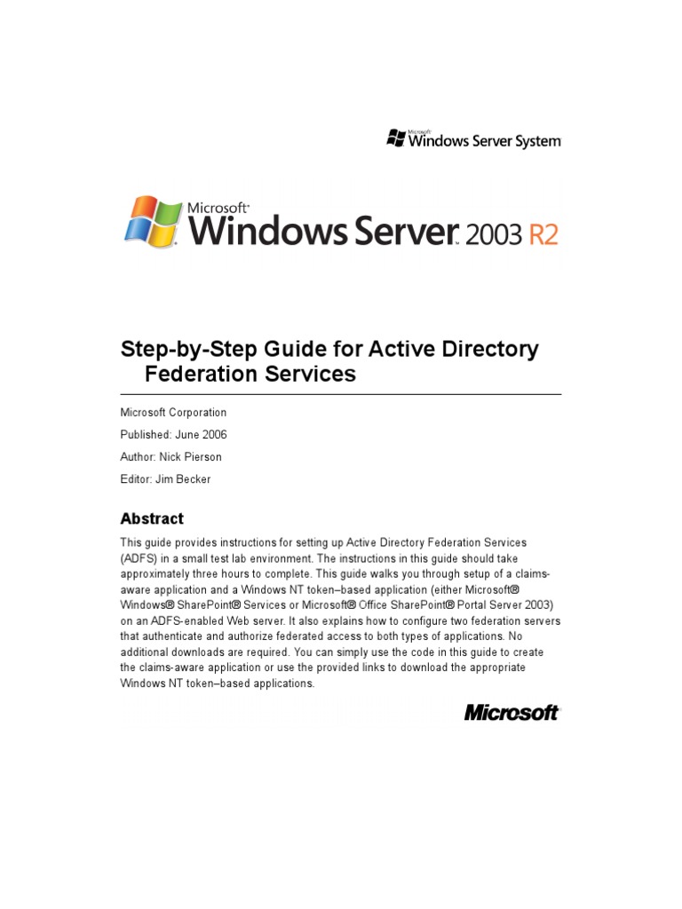 ADFS Step by Step Guide | Download Free PDF | Share Point | Active Directory