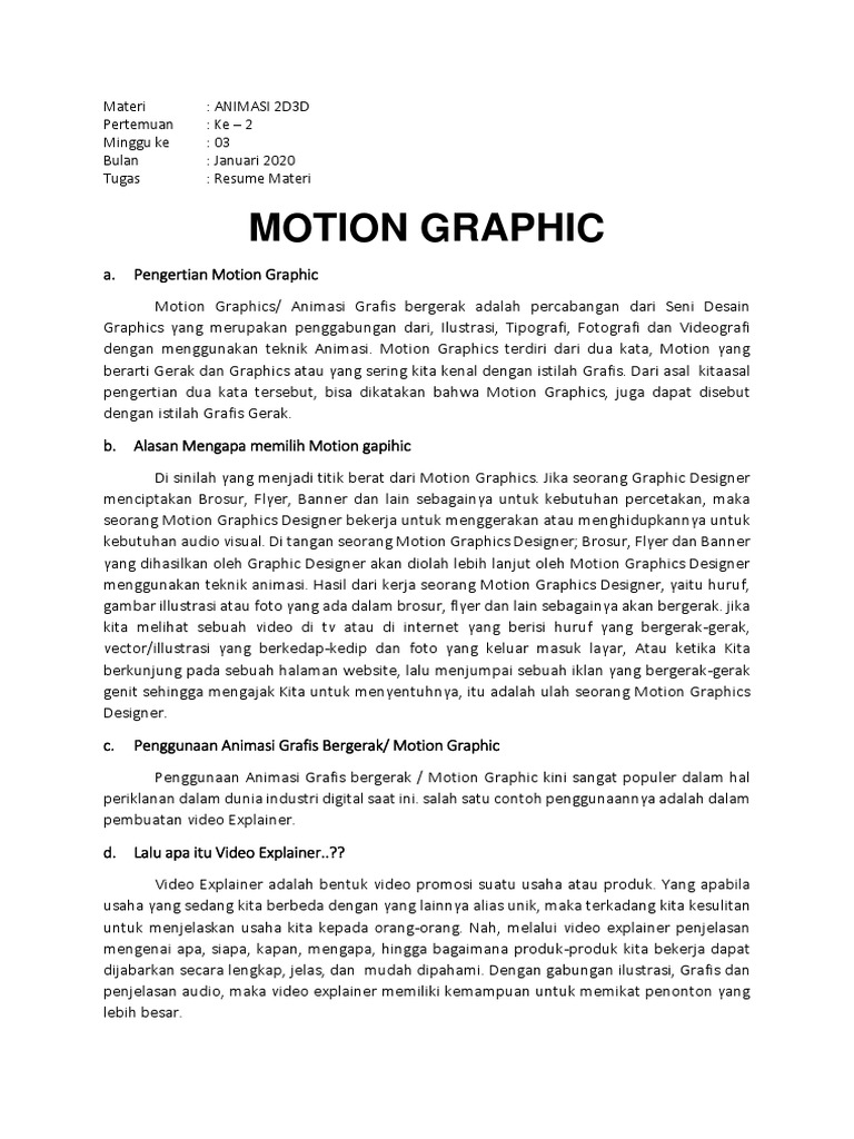 Pengertian Dan Contoh Motion Graphic | PDF | Seni