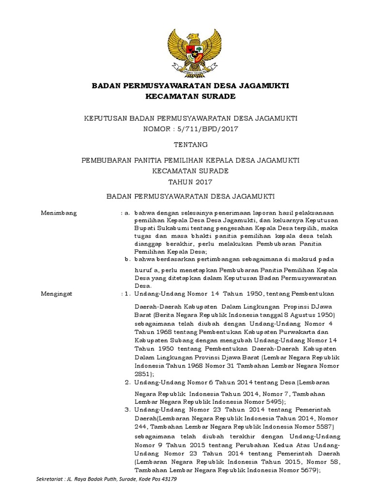 SK Pembubaran Panitia Pilkades | PDF