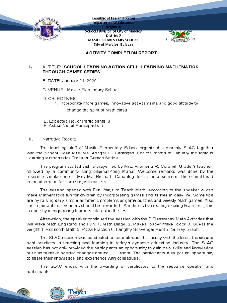 Acr January Slac | PDF | Teaching Mathematics | Education Theory