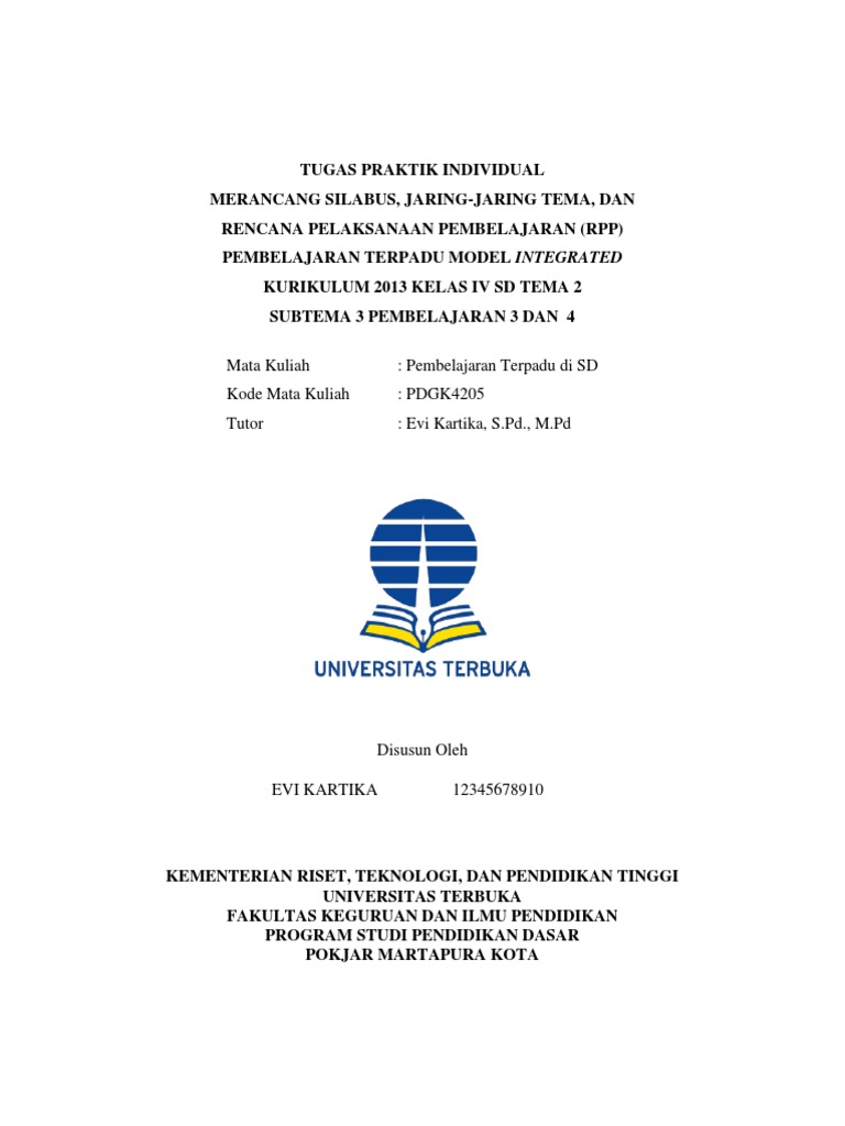 Lengkap (Cover, Daftar Isi, Silabus, Jaring Tema, Rpp+lampiran, Lembar ...