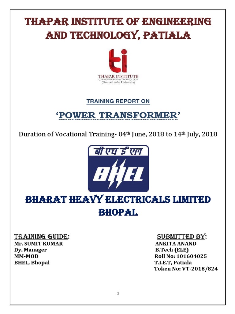 BHEL Report On Transformer.f (PDF) .Final1 | PDF | Transformer | Rectifier