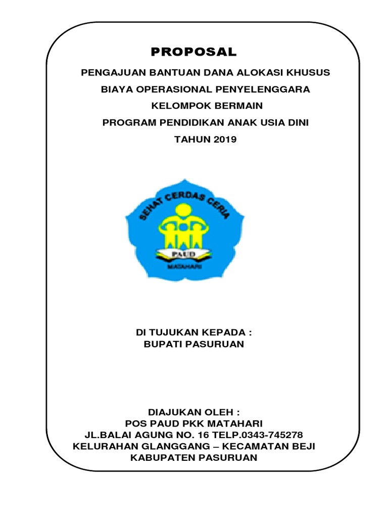 PROPOSAL BOP PAUD Tahap 1 | PDF