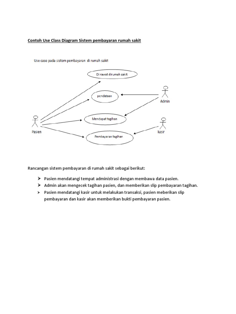 Contoh Use Class Diagram Sistem Pembayaran Rumah Sakit | PDF