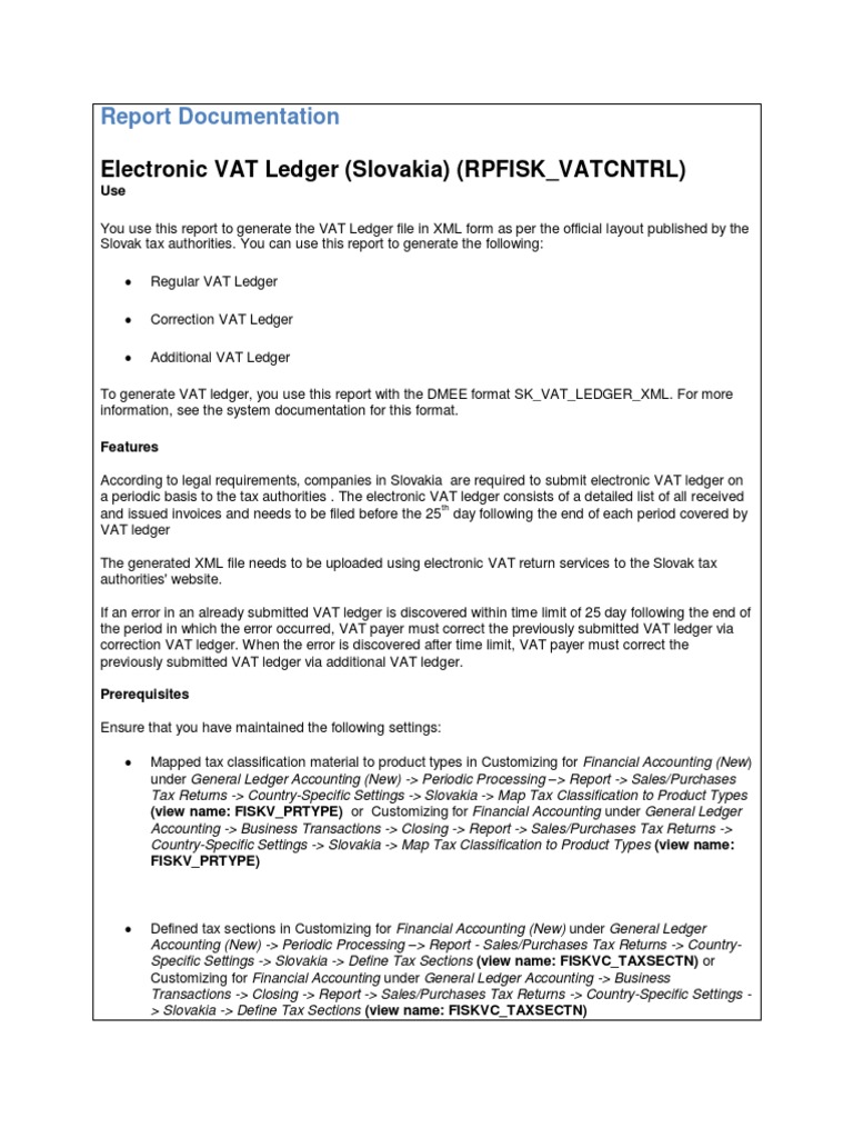 Slovakia Electronic VAT Ledger Guide | PDF | Invoice | Value Added Tax