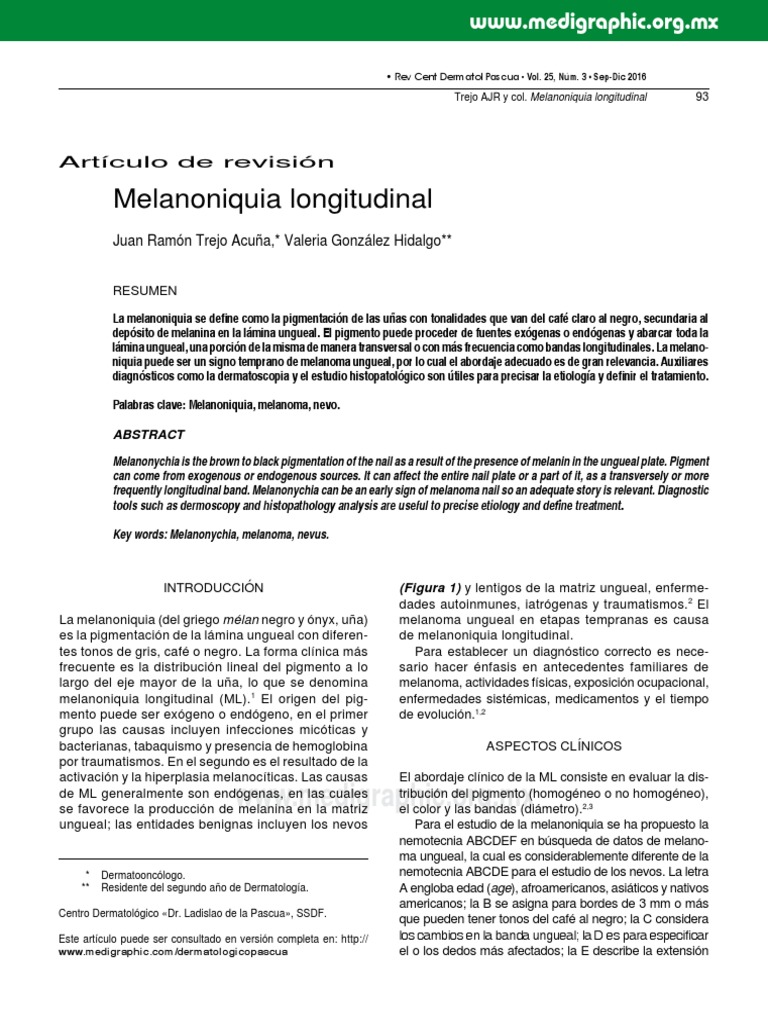 Melanoniquia Longitudinal | PDF | Clavo (anatomía) | Melanoma
