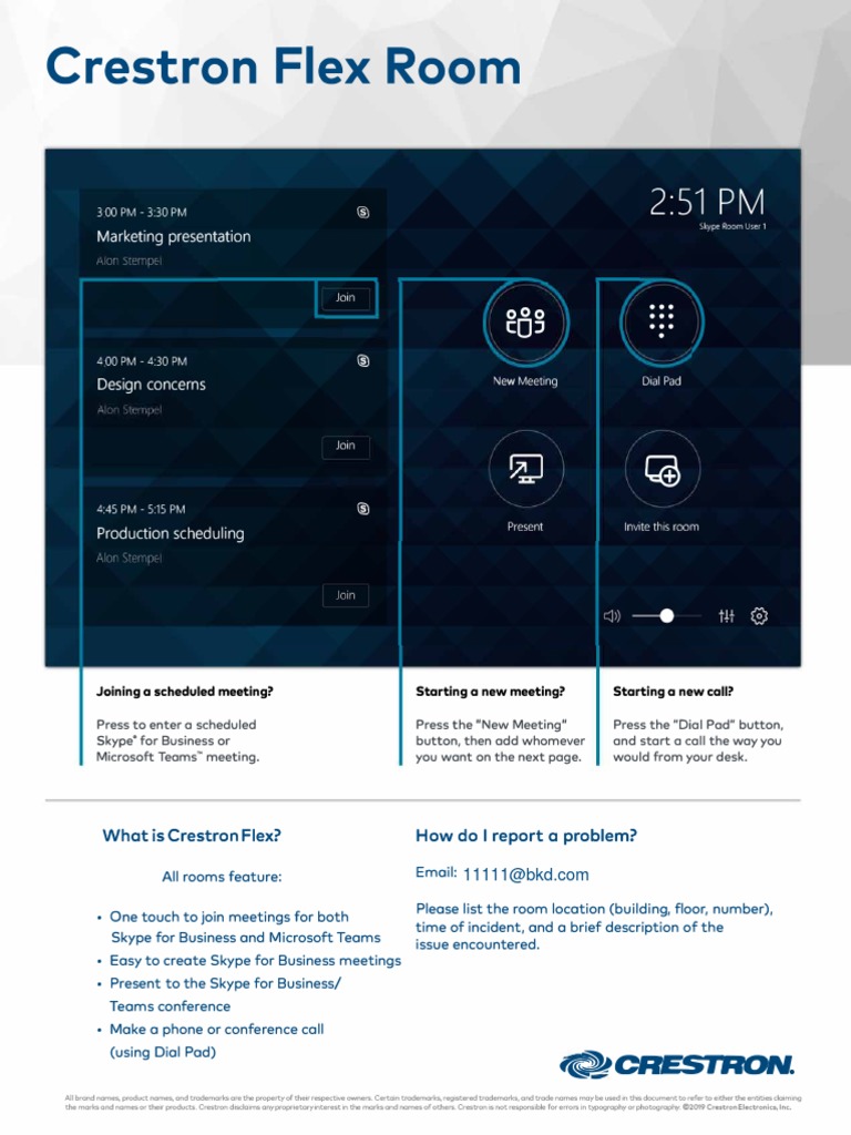 Crestron Flex Quick Reference Guide | PDF | Trademark | Business