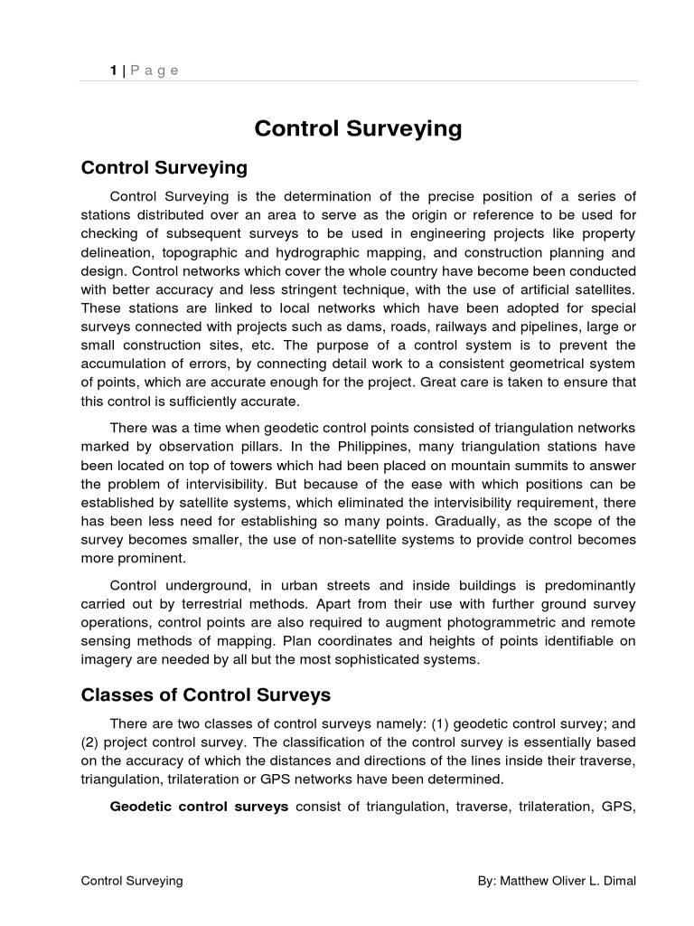 Control Surveying Methods and Applications | PDF | Surveying | Geodesy