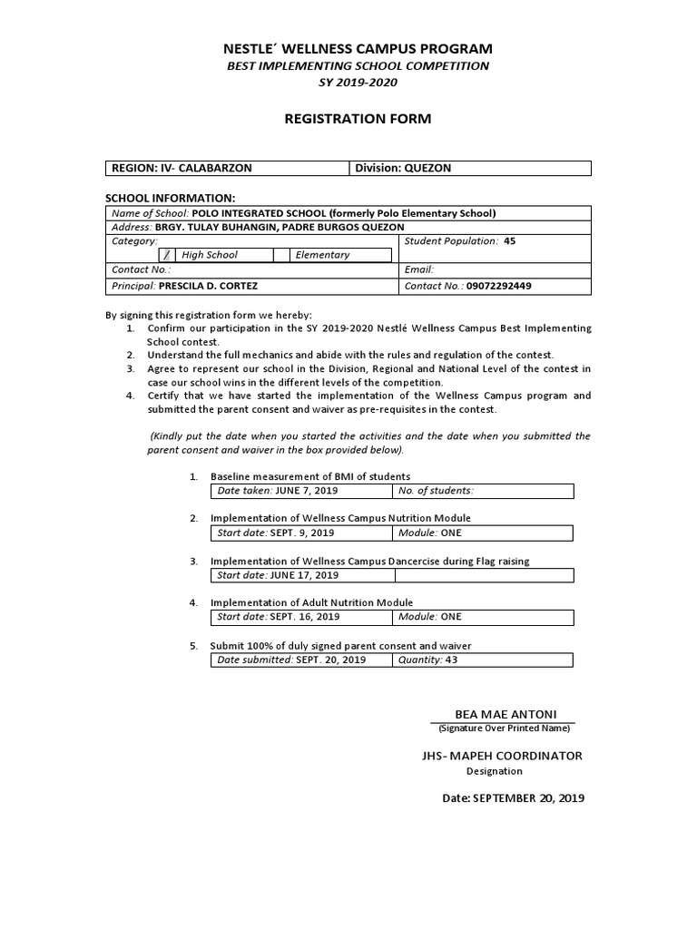 Wellness Form | PDF | Government | Business