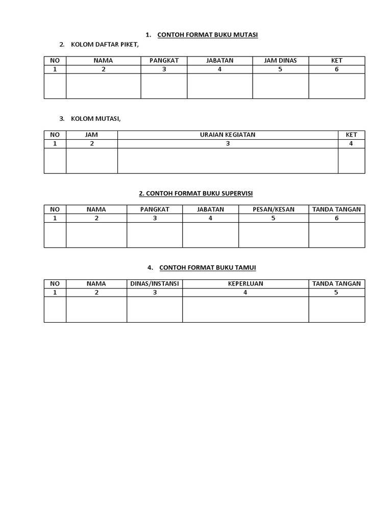 Contoh Format Buku Mutasi | PDF
