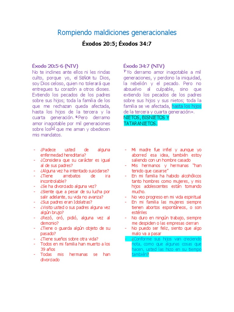 Rompiendo Maldiciones Generacionales Pdf Pecado Cristo Título