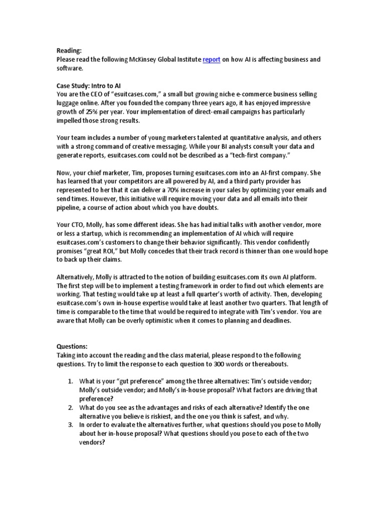 Week1 Case Study Intro To AI | PDF | Artificial Intelligence | Intelligence (AI) & Semantics