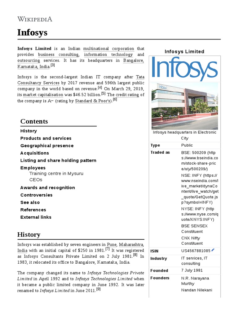 Infosys PDF | PDF | Companies | Business