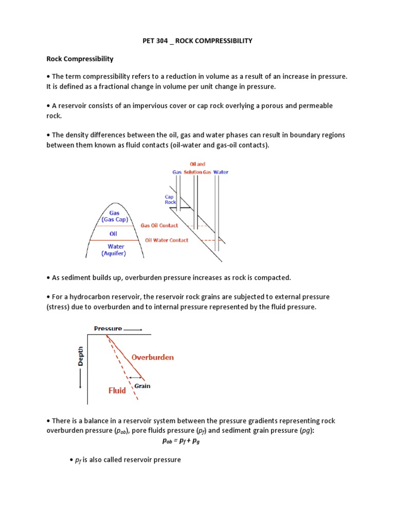Pet 304 - Rock Compressibility | PDF | Porosity | Petroleum Reservoir
