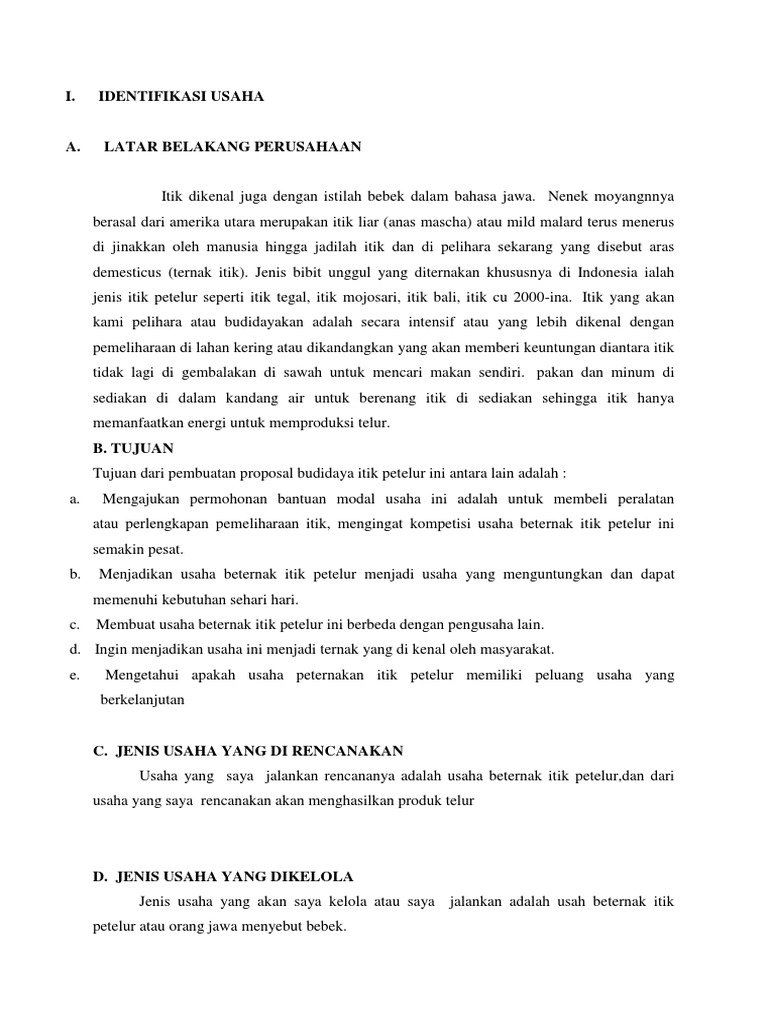 Proposal Itik Petelur | PDF