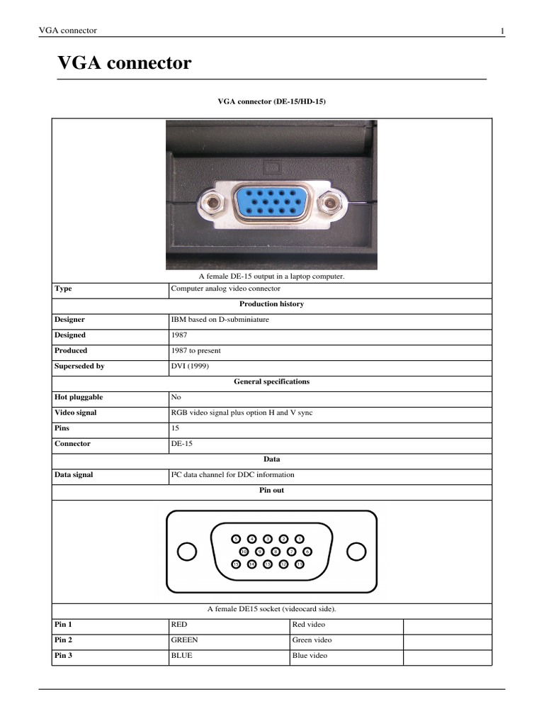 VGA Connector PDF | PDF | Digital Technology | Electrical Components