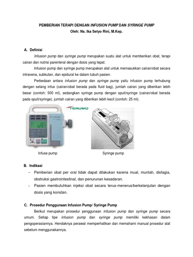 SOP Siringe Pump Dan Infus Pump - OK | PDF