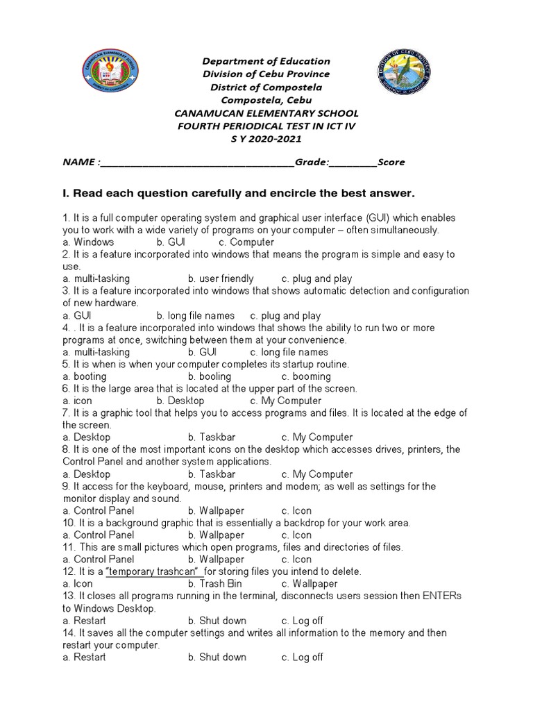 1ST Grading Test | PDF | Icon (Computing) | Graphical User Interfaces