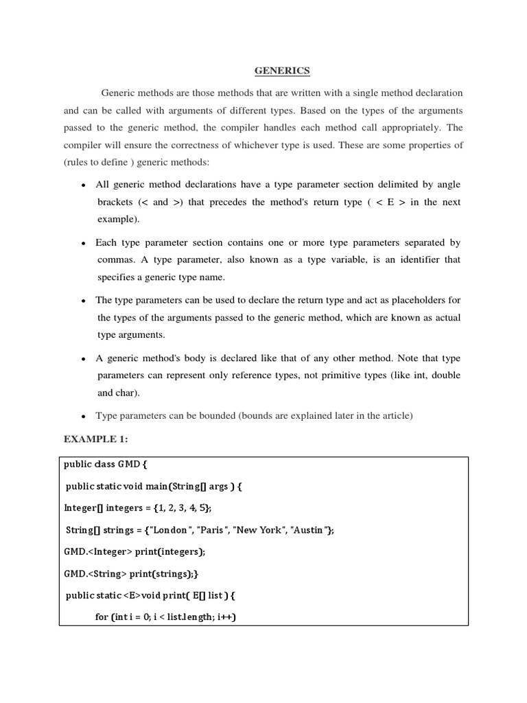 Generic Methods Pdf Parameter Computer Programming Method