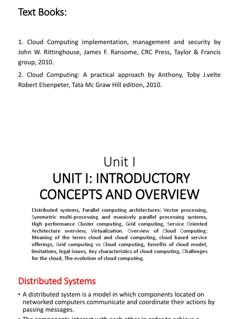 Unit I Pdf Parallel Computing Cloud Computing