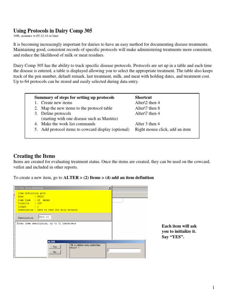 Using Protocols in Dairy Comp 305 | PDF | Dairy | Milk