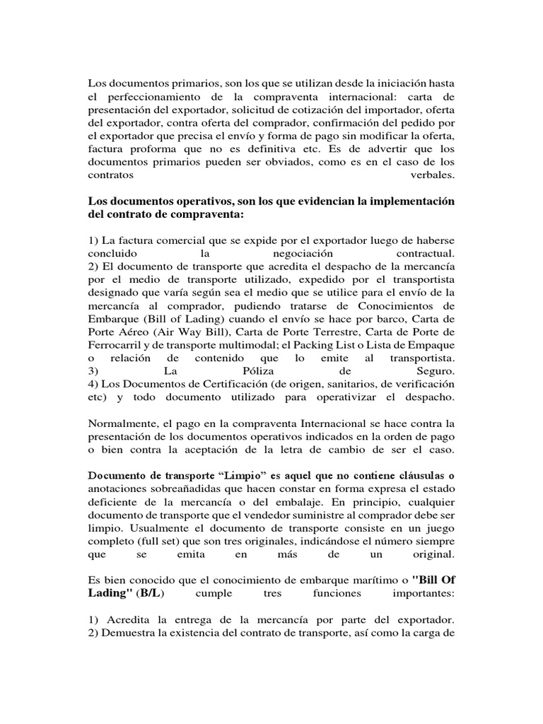 Los Documentos Primarios | PDF | Carta de crédito | Derecho empresarial
