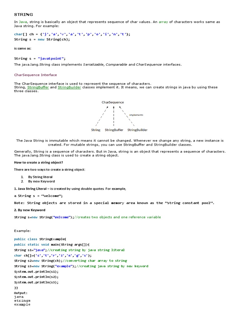 Java String Class Methods Pdf String Computer Science Regular