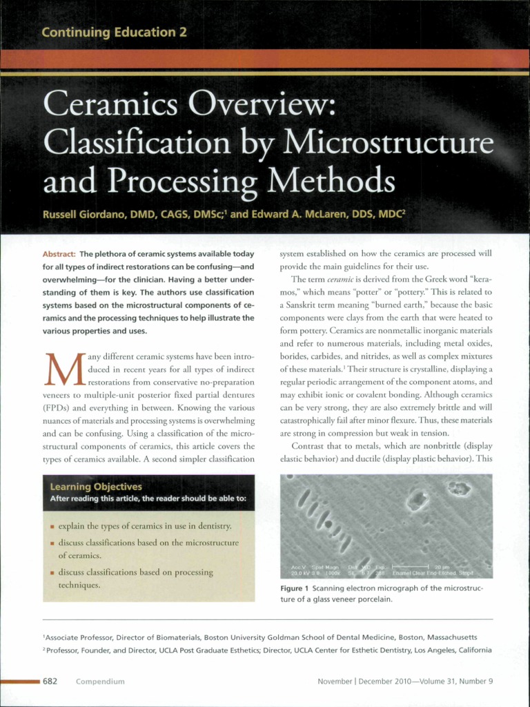 Ceramics Overview Classification by Microstructure and Processing ...