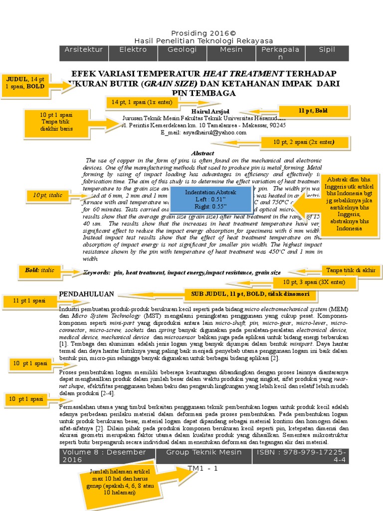 Template Artikel Prosiding 2016 (Format) | PDF | Materials Science ...
