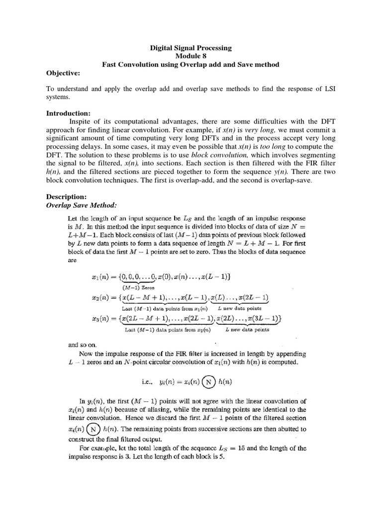 Overlap Add Save | PDF | Discrete Fourier Transform | Algorithms