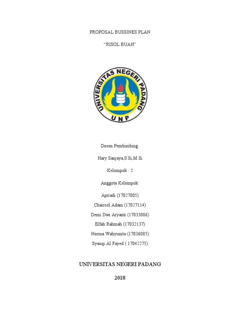 PROPOSAL Bisnis Plan RISOL BUAH | PDF