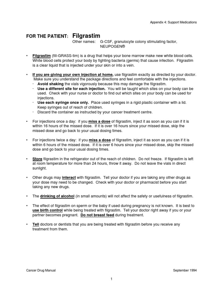 FILGRASTIM | PDF | Medical Treatments | Health Sciences