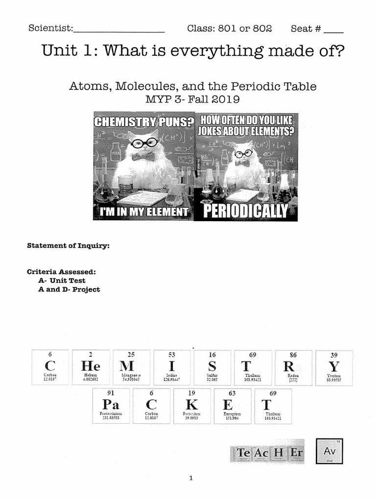 2019 20myp3unit1chemistrypdfformat | PDF