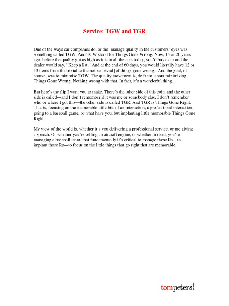 Service TGW and TGR | PDF