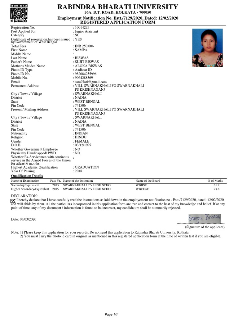 Registration Form PDF | PDF | Identity Document | Government