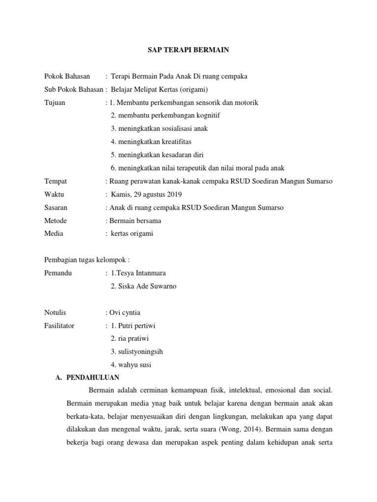 Sap Terapi Bermain | PDF