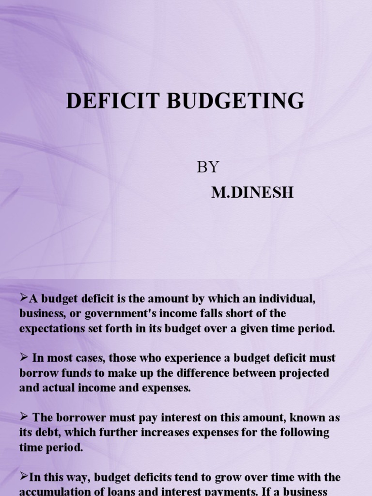 Deficit Budgeting Explained Pdf Budget Government Budget Balance