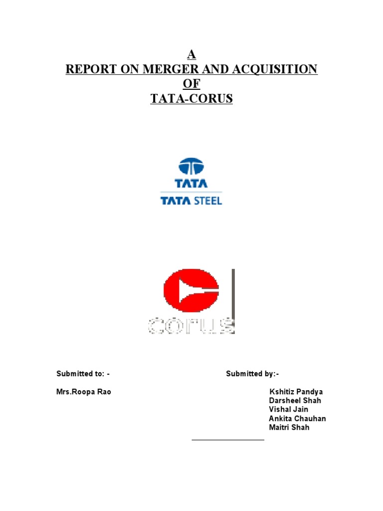 A Report On Merger and Acquisition OF Tata-Corus | PDF | Companies ...