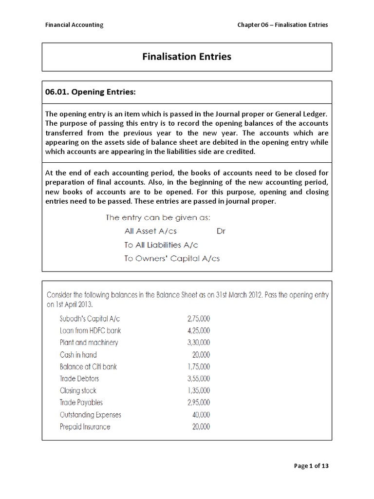 Financial Accounting - Ch06 - Finalisation Entries | PDF